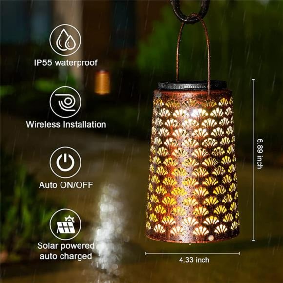 Other | Solar Lanterns4 Pack Hanging Outdoor Light Waterproof Metal ...